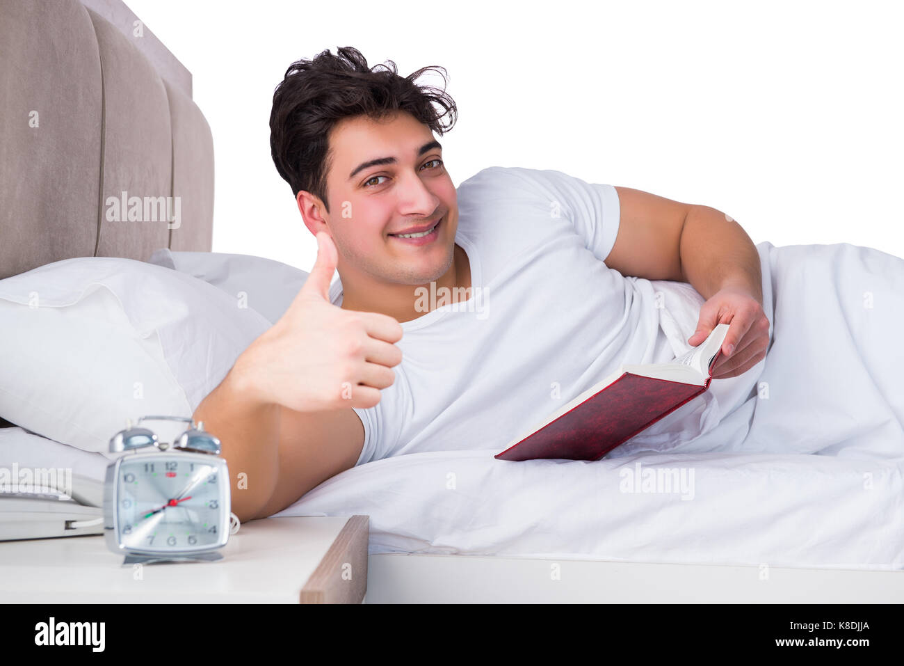 Man in bed suffering from insomnia Stock Photo - Alamy