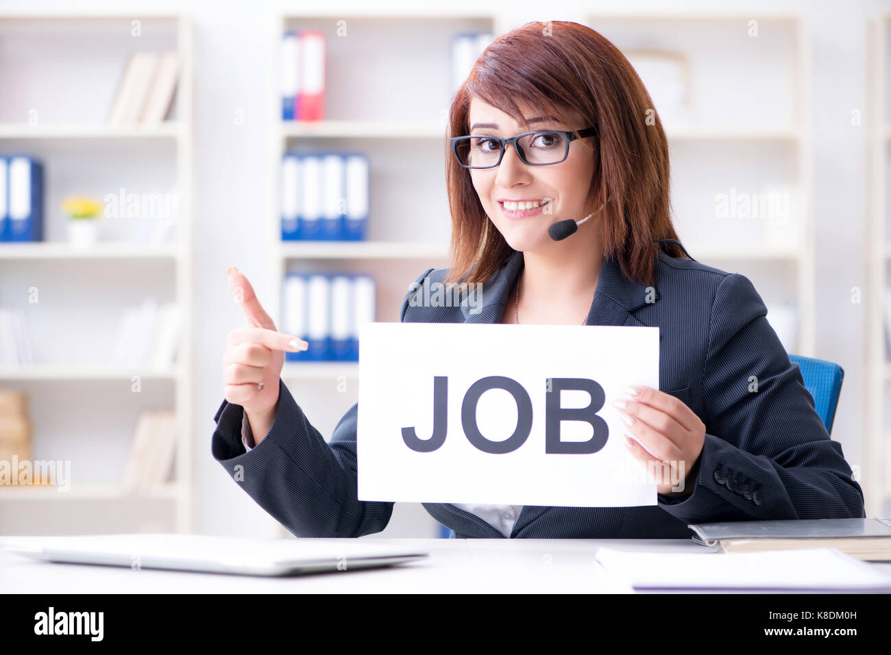 Businesswoman hiring new employees in office Stock Photo - Alamy