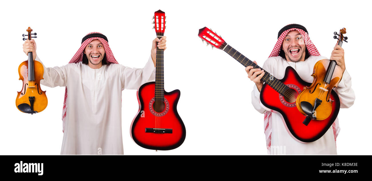 Arab musician with violin and guitar isolated on white Stock Photo - Alamy
