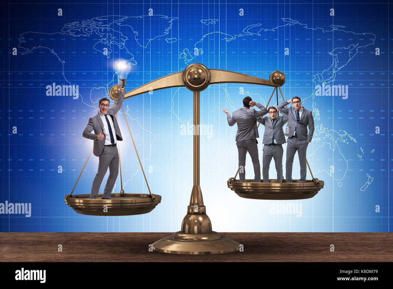 Man with idea is more important than people without ideas Stock Photo ...