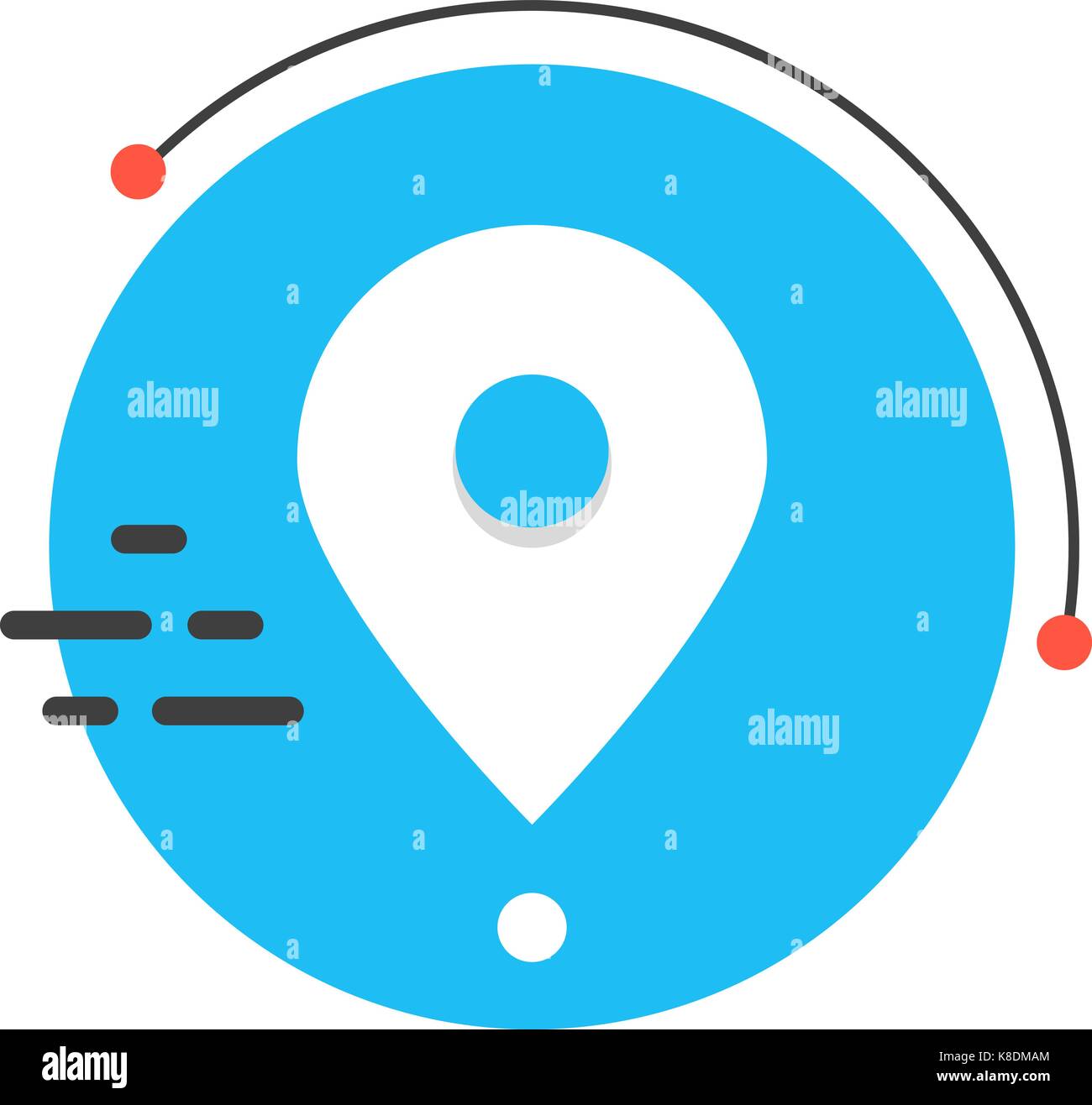 white simple pin icon on blue circle Stock Vector Image & Art - Alamy