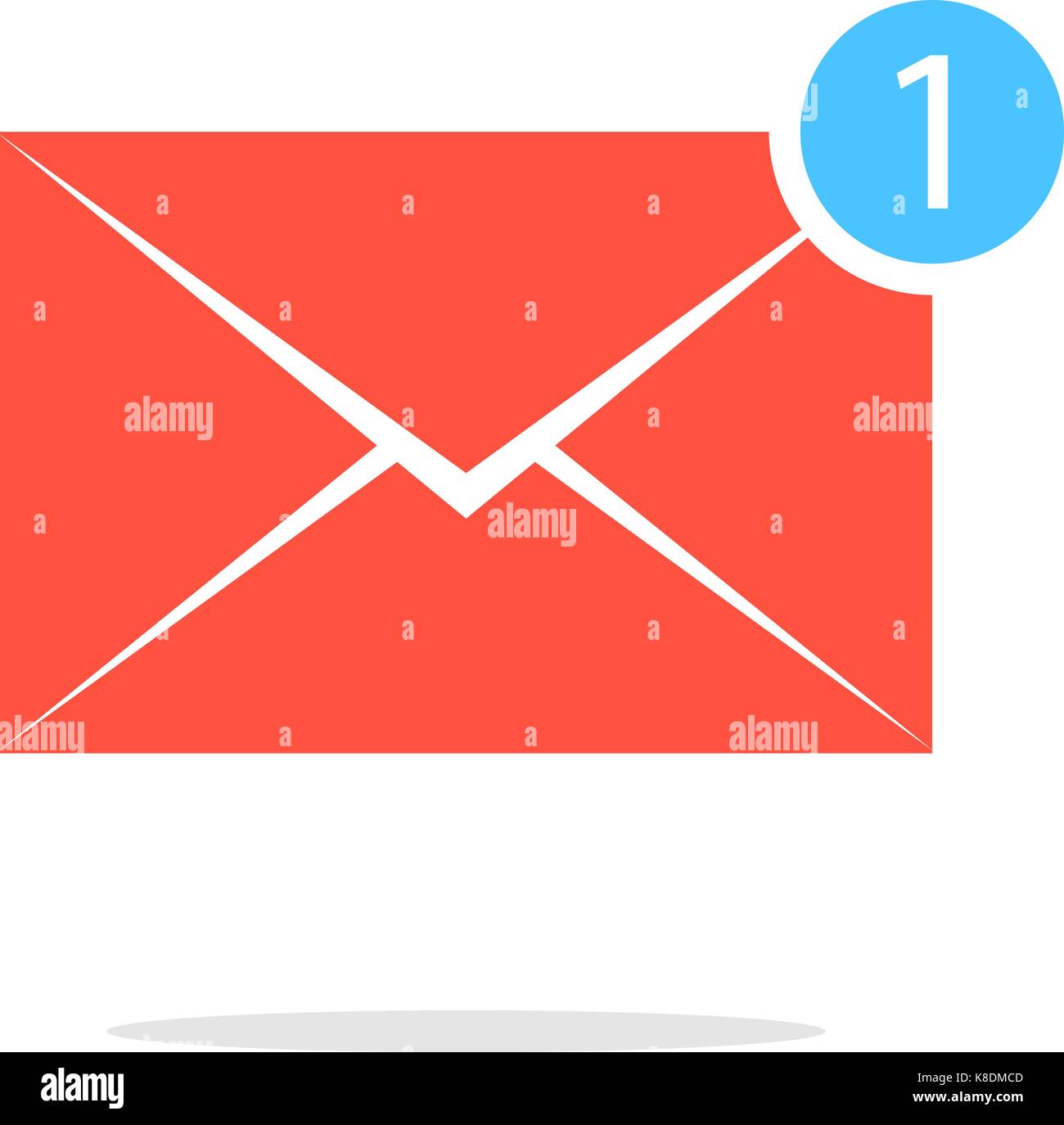 simple red letter icon with one counter notification Stock Vector Image ...