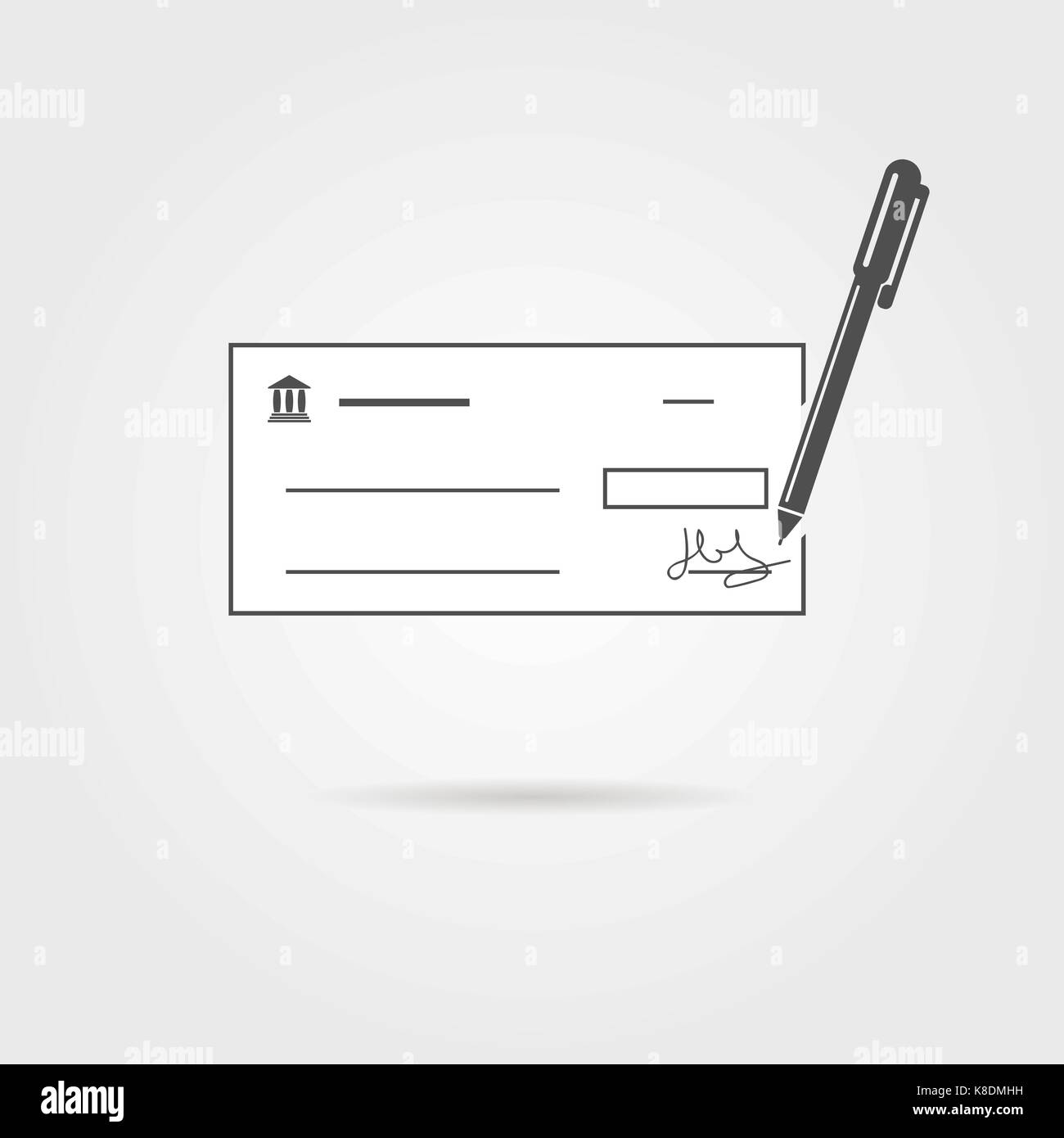 bank check with pen and shadow Stock Vector Image & Art - Alamy