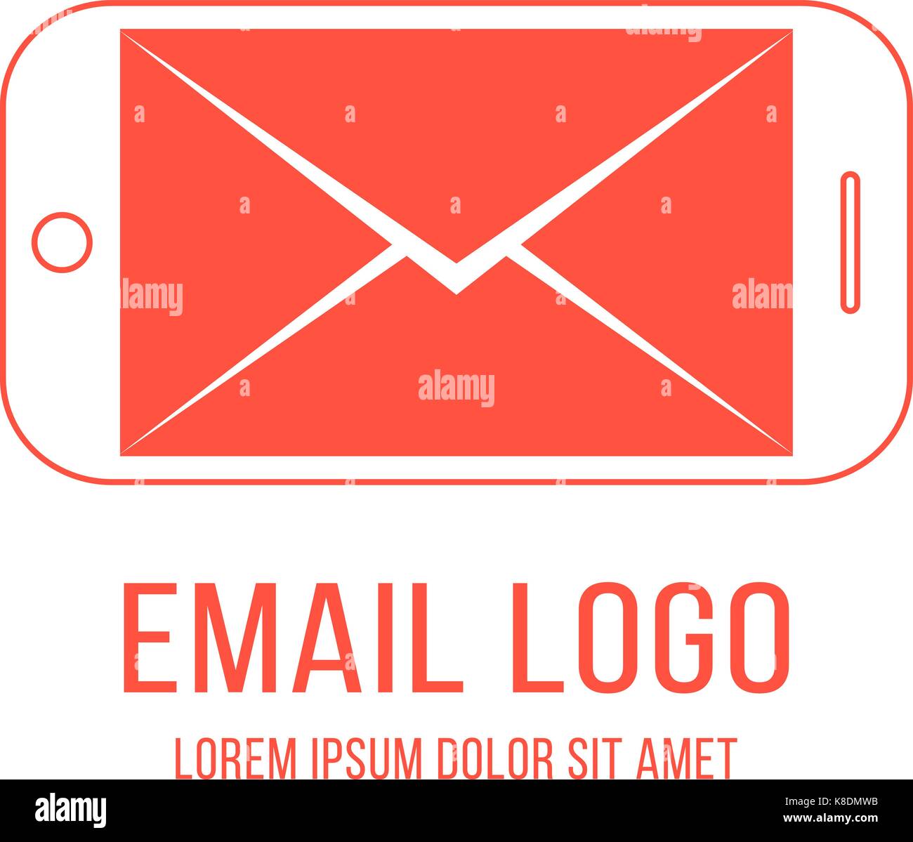 email logotype with inverted red smartphone and letter Stock Vector ...