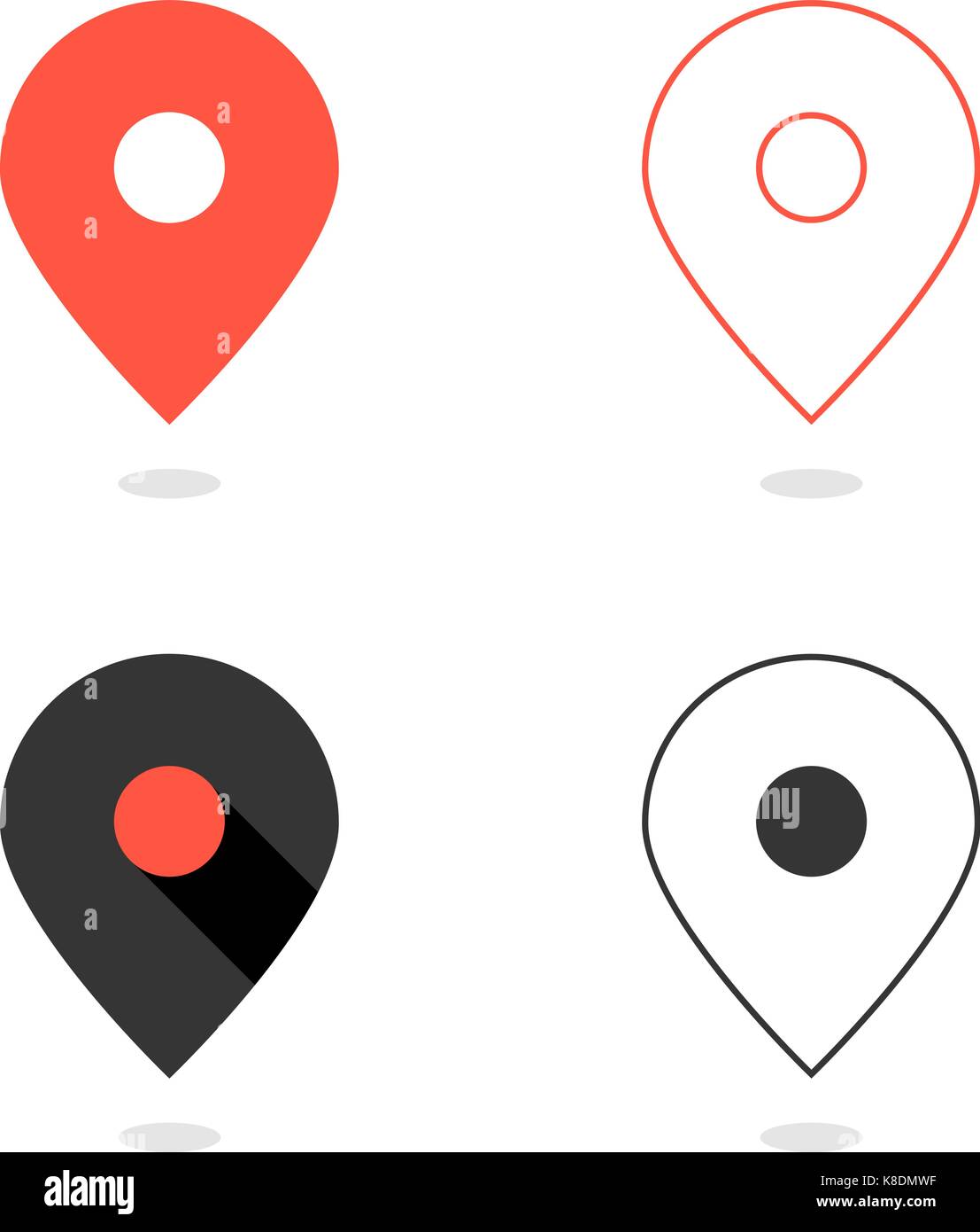 set of simple pin icons with shadow Stock Vector Image & Art - Alamy