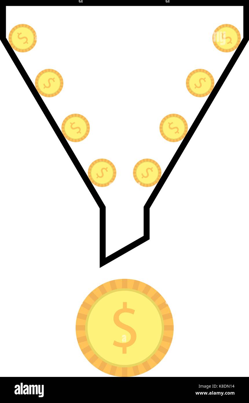 outline sales funnel with rolling coins Stock Vector Image & Art - Alamy