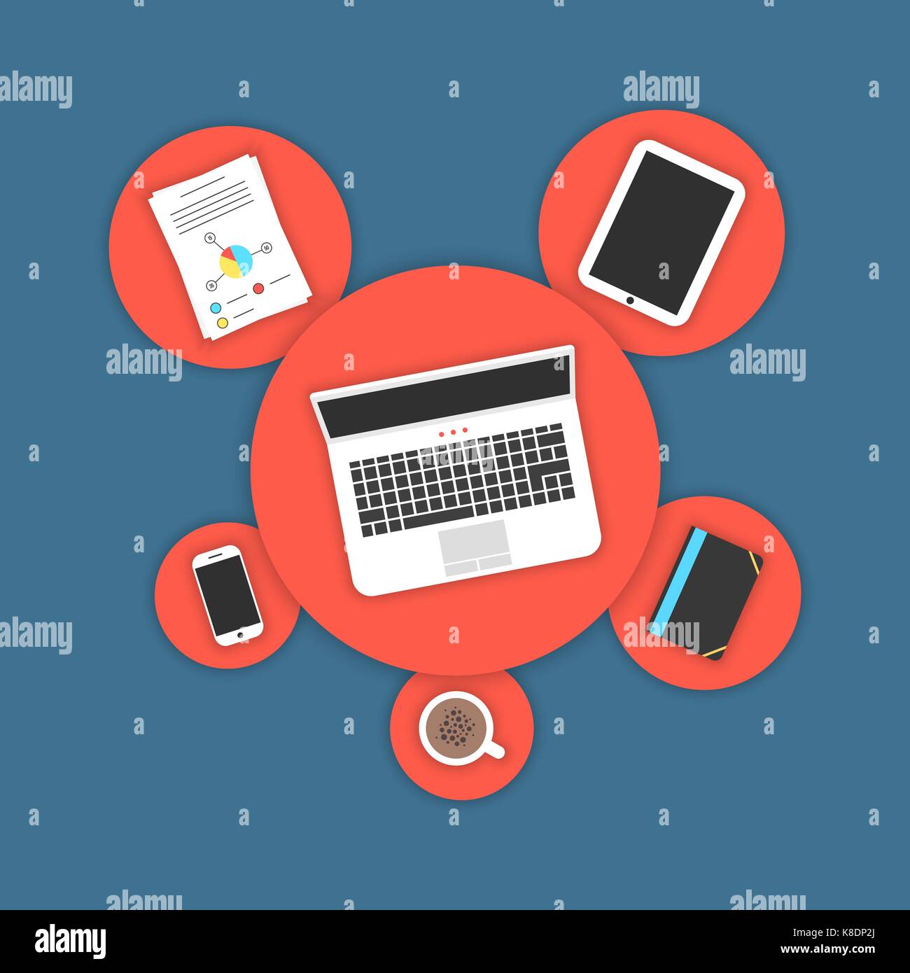 office items in red circles with shadow Stock Vector Image & Art - Alamy