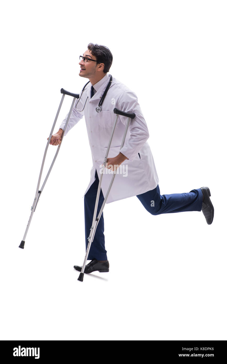 Young doctor physician standing walking isolated on white background ...