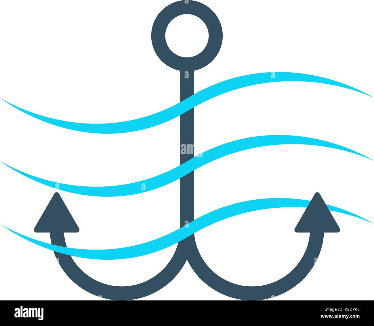 simple anchor icon with waves Stock Vector Image & Art - Alamy