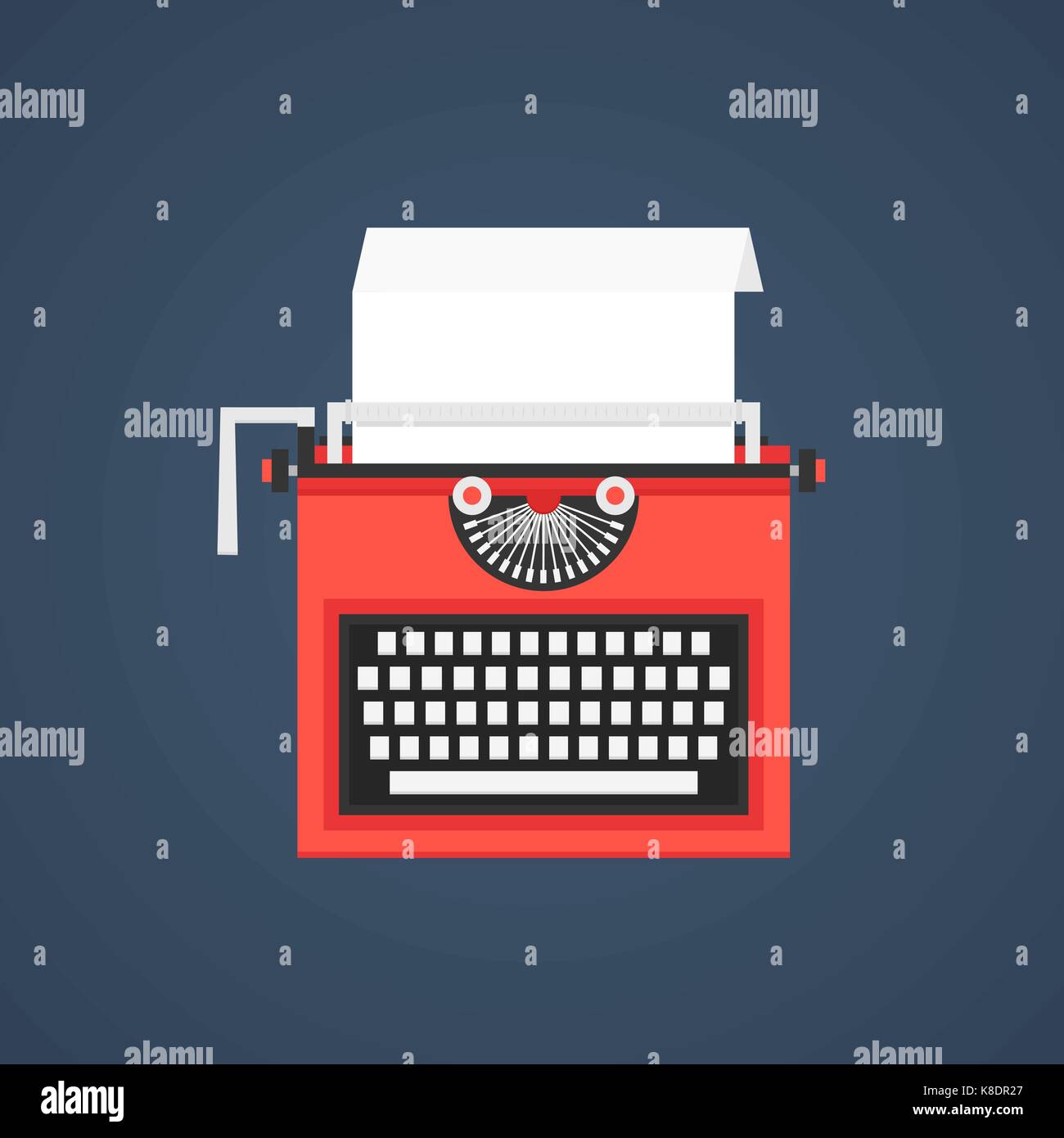 red typewriter isolated on dark blue background Stock Vector Image ...
