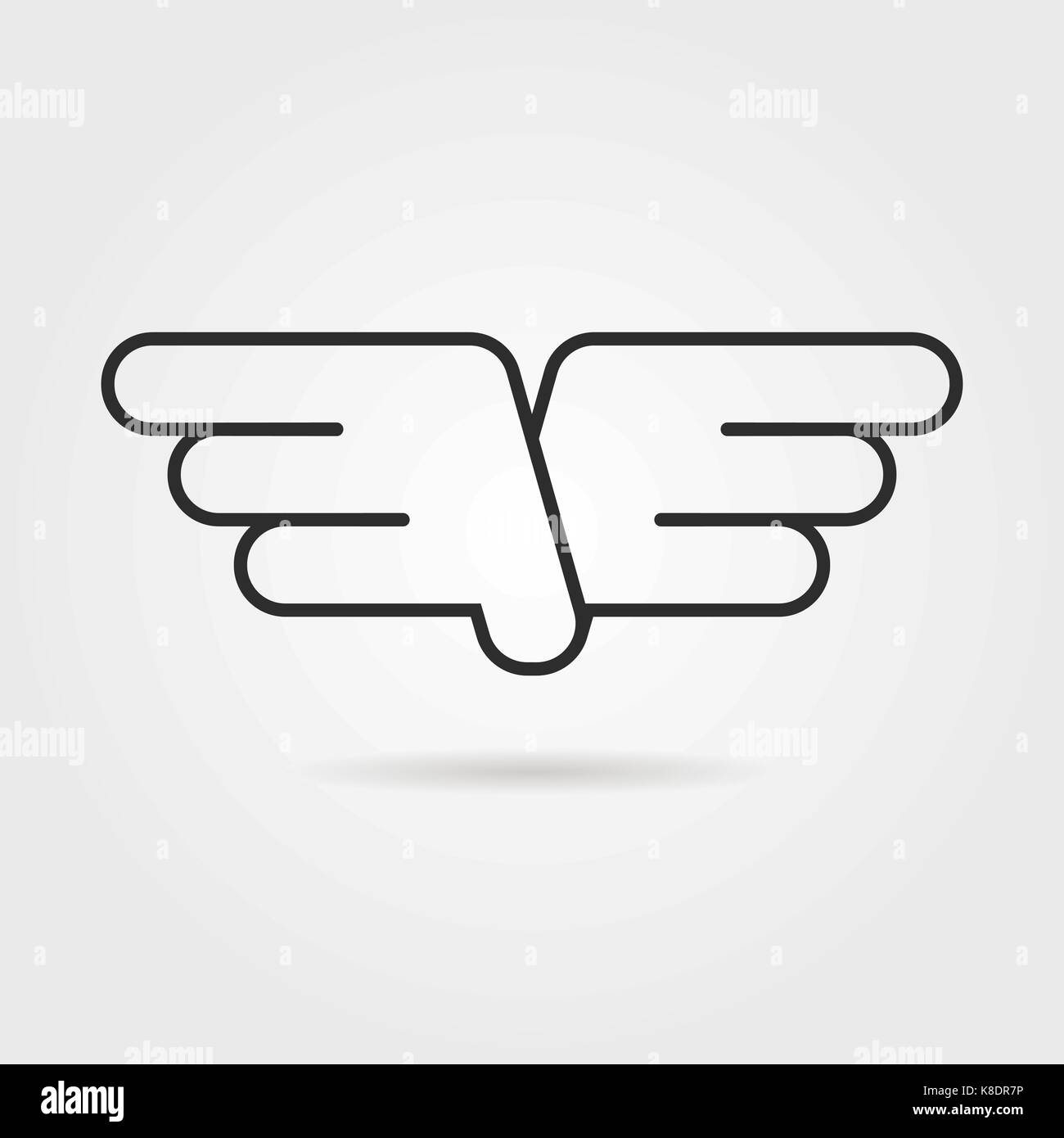 outline wings icon with shadow Stock Vector Image & Art - Alamy