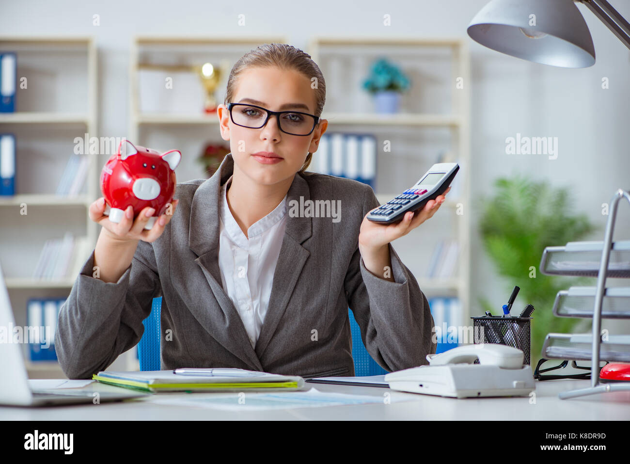Female businesswoman boss accountant working in the office Stock Photo ...