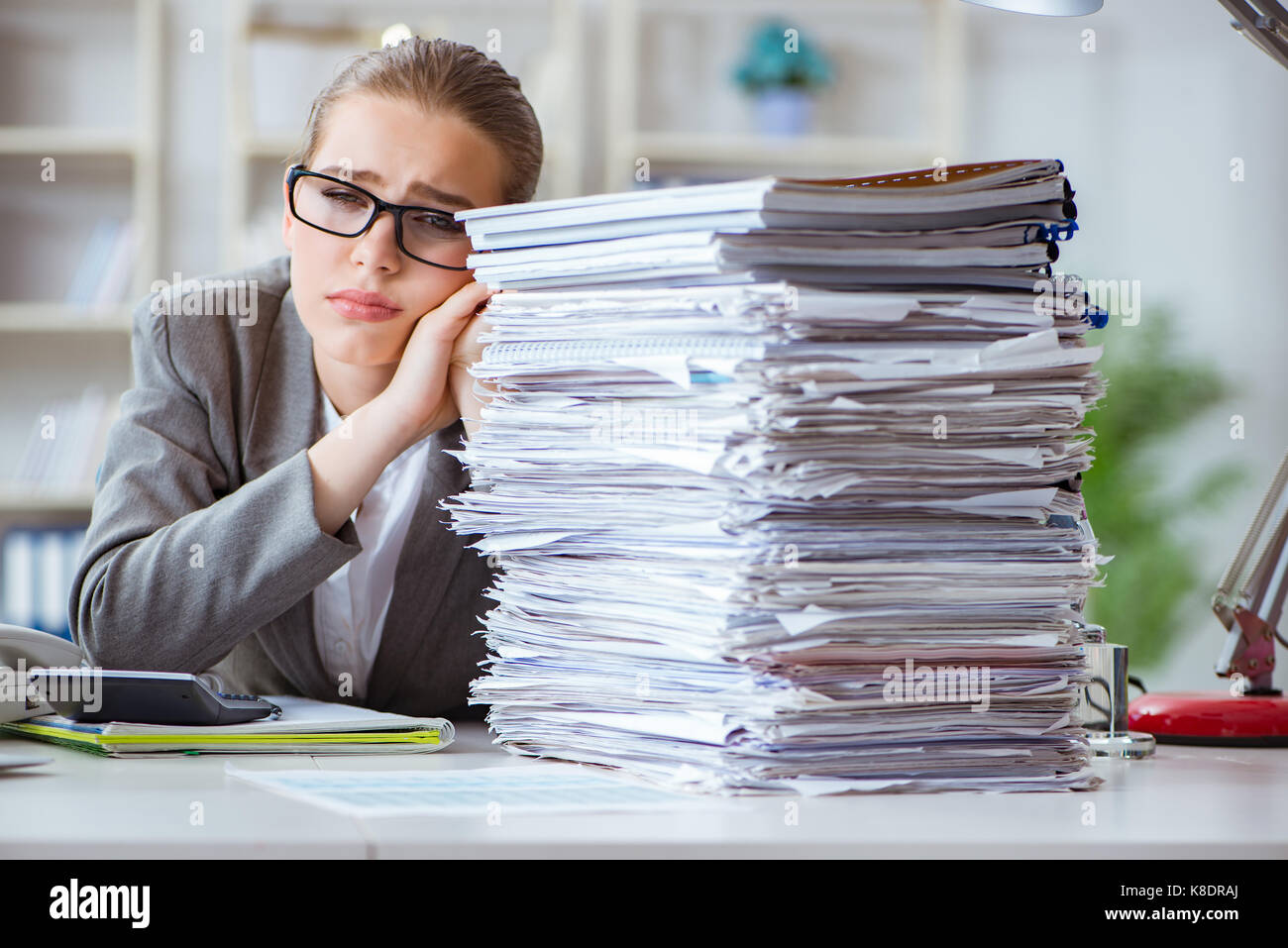 Female businesswoman boss accountant working in the office Stock Photo ...