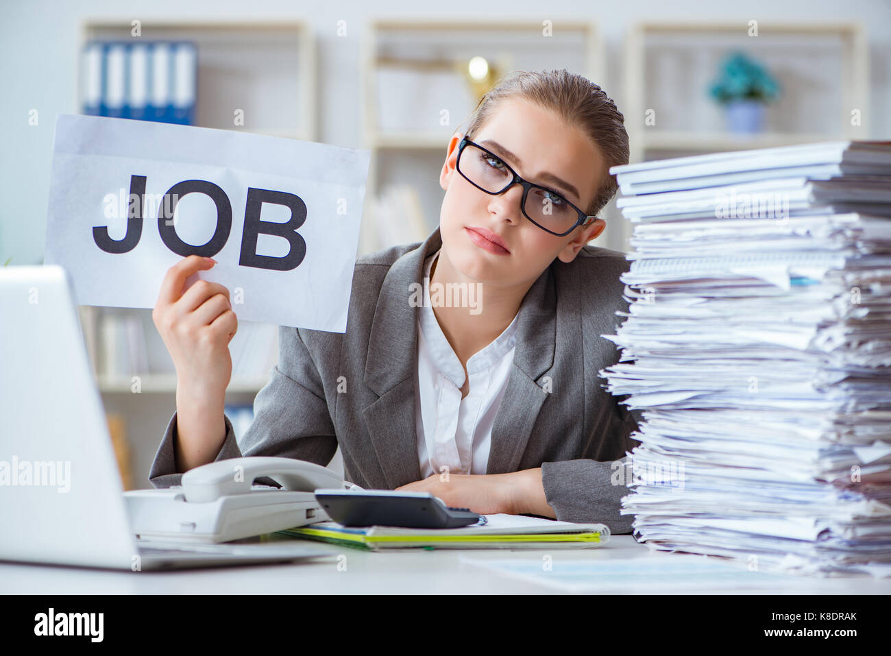 Female businesswoman boss accountant working in the office Stock Photo ...