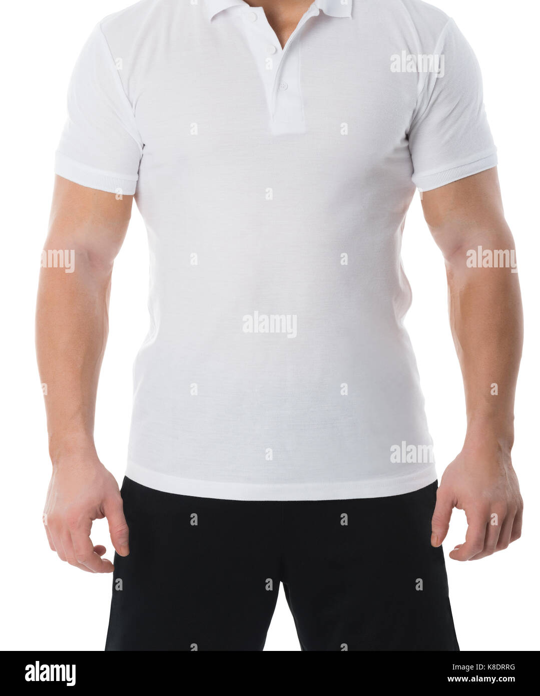 Midsection of man in casuals standing against white background Stock ...