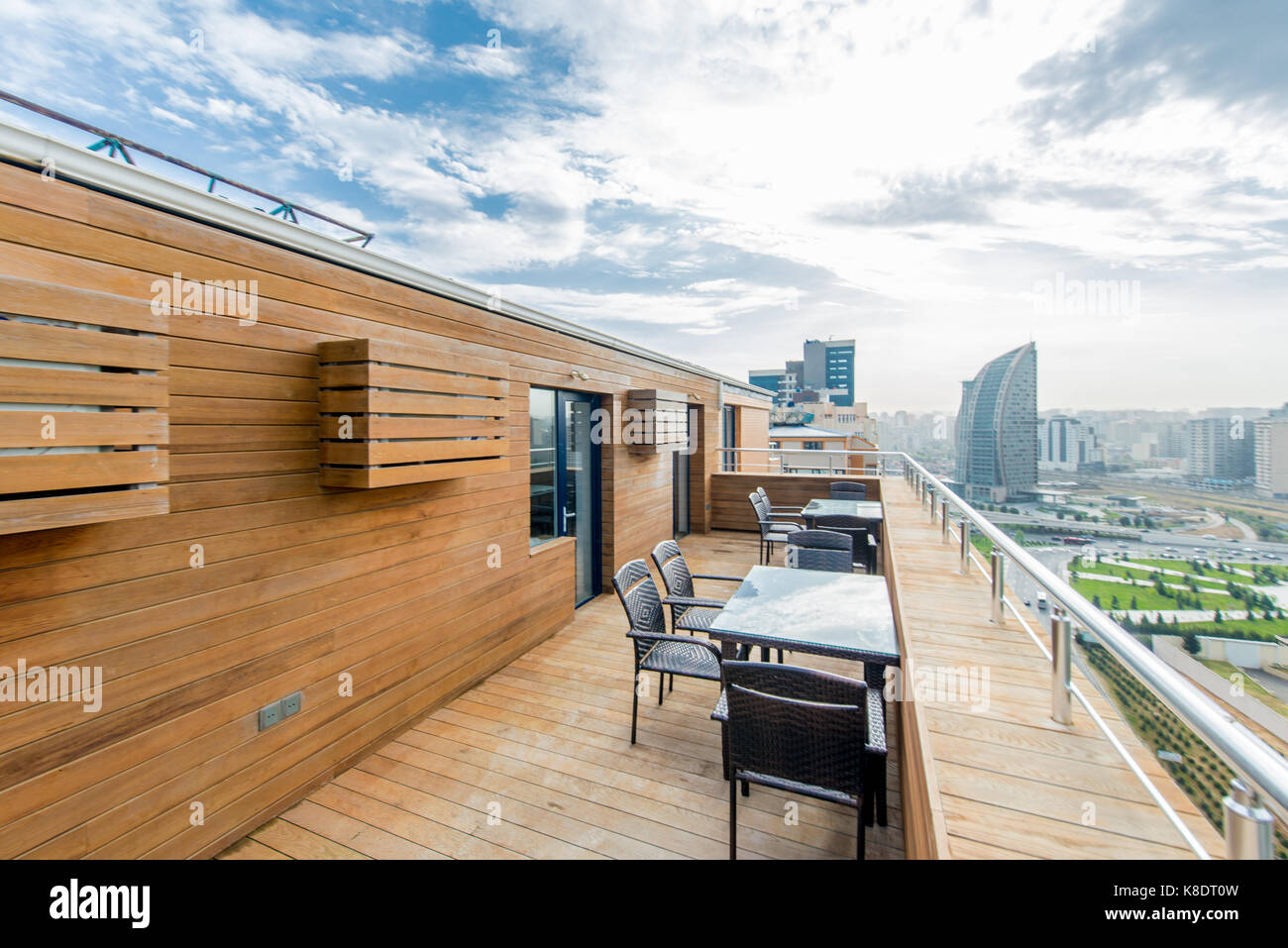 Terrace cafe on top floor Stock Photo - Alamy