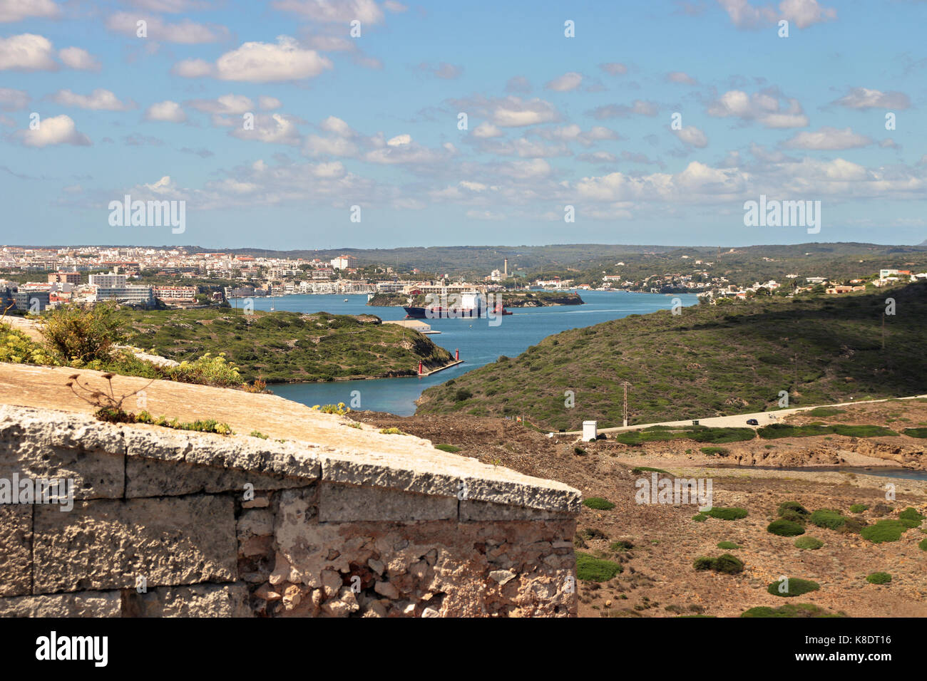 Coastal view on Balearic island of Minorca in the Mediterranean sea ...