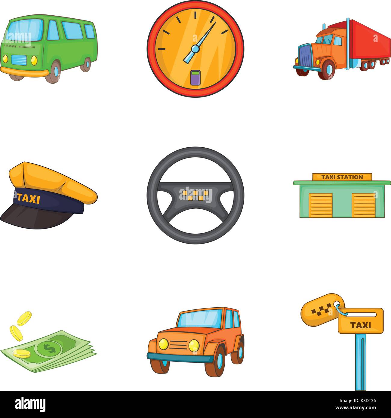 Excellent driver icons set, cartoon style Stock Vector Image & Art - Alamy