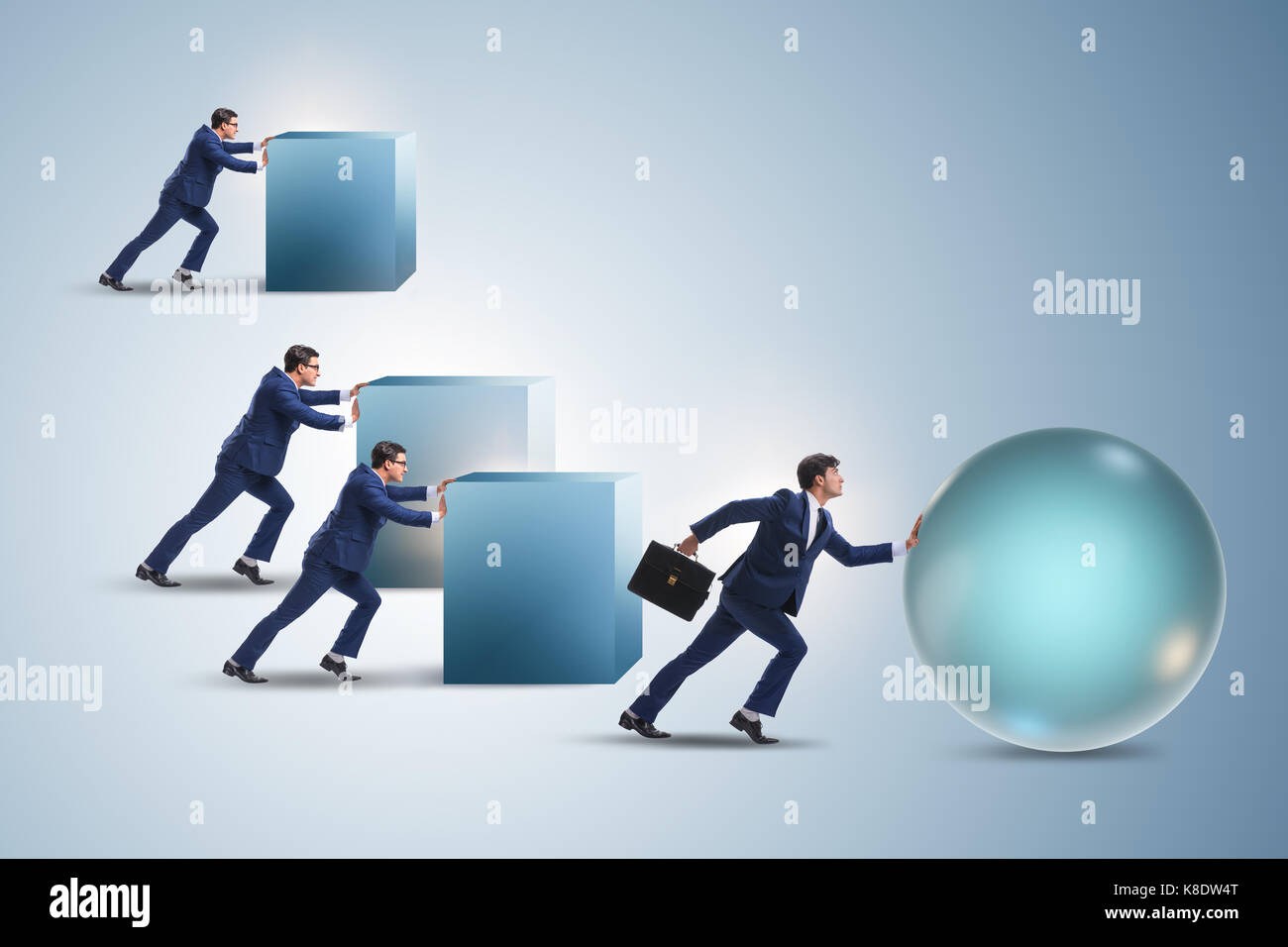 Businessman in competition rivalry concept beating rivals Stock Photo ...