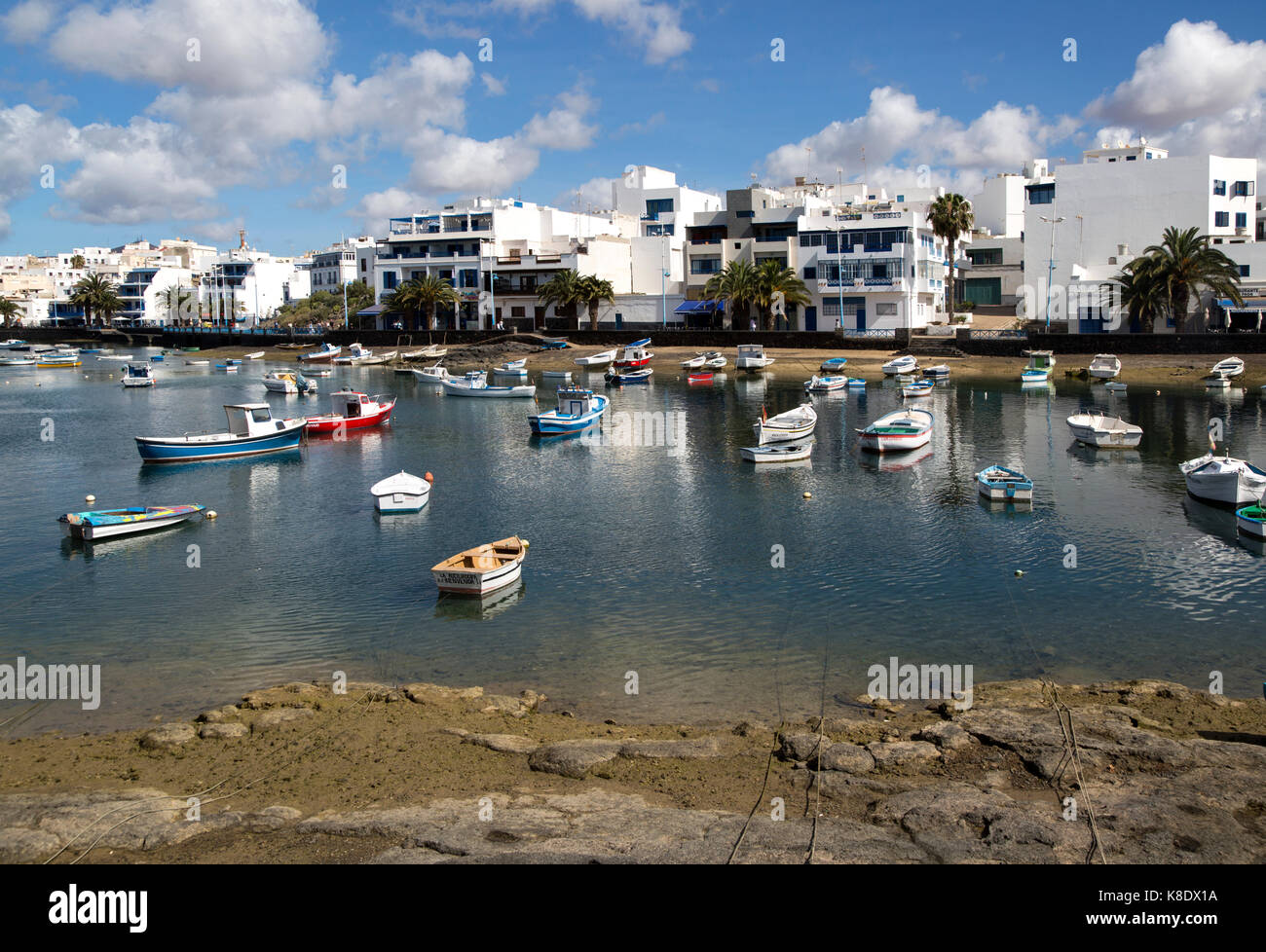 Boats in the harbour Charco de San Ginés, Arrecife, Lanzarote, Canary ...