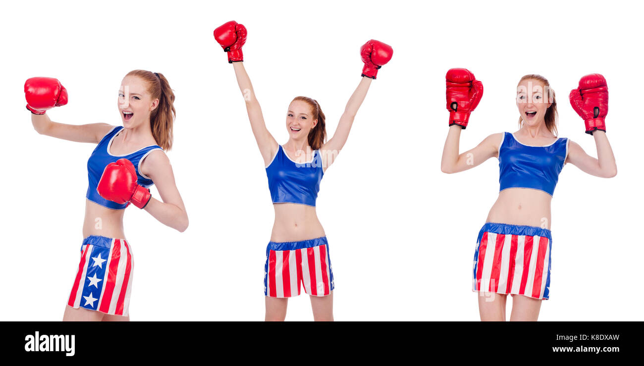 Woman boxer in uniform with US symbols Stock Photo - Alamy