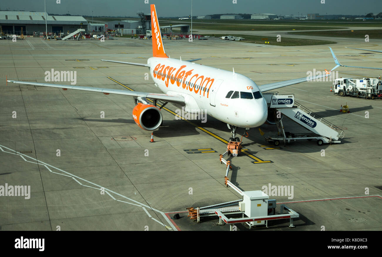 Easyjet plane at London Stansted airport, Essex, England, UK Stock ...