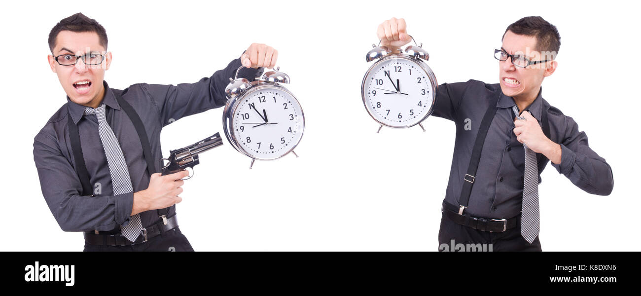 Man clock and gun Cut Out Stock Images & Pictures - Alamy