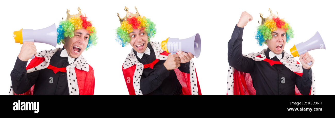 Businessman with crown isolated on white Stock Photo - Alamy