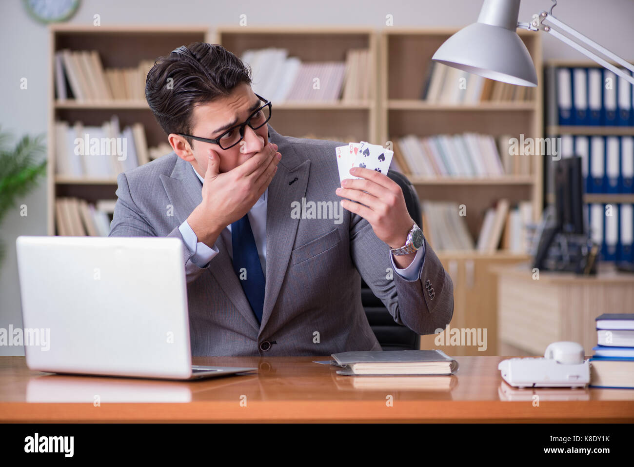 Stressed businessman shocked laptop hi-res stock photography and images ...