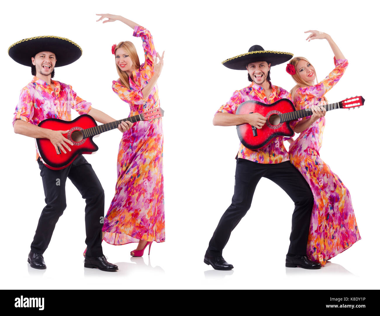 Spanish pair playing guitar and dancing Stock Photo - Alamy