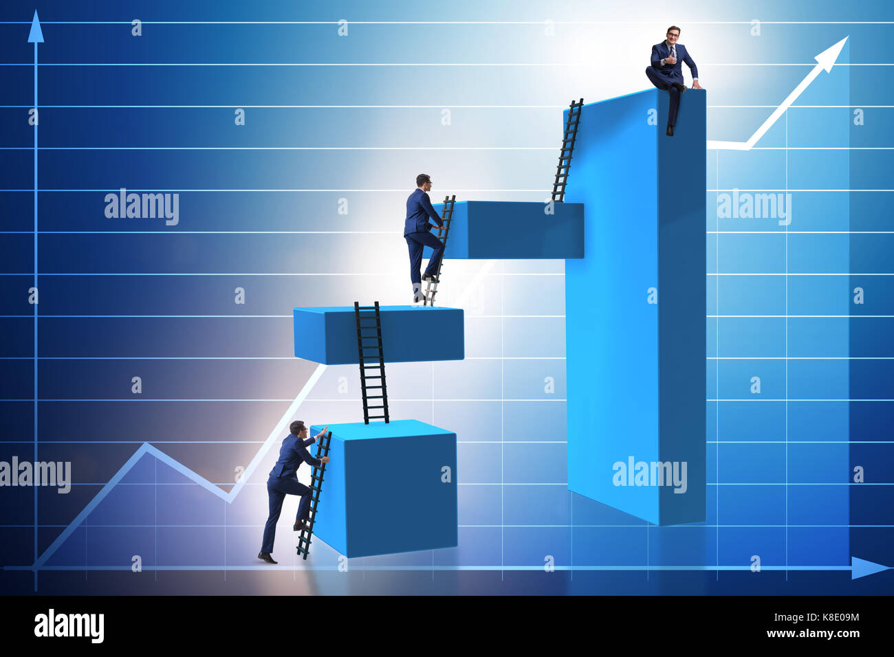Businessman climbing blocks in career ladder business concept Stock ...