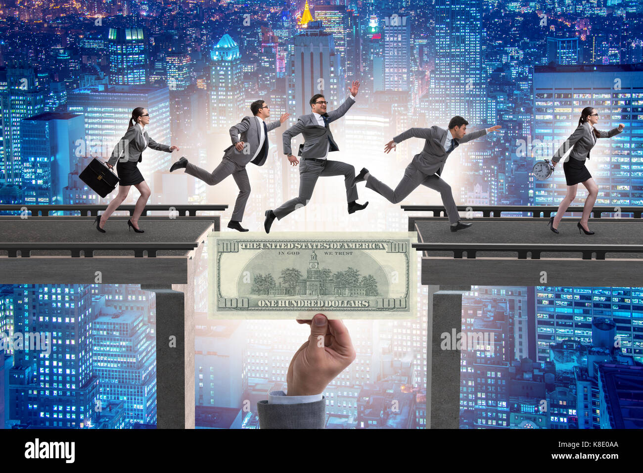 Financial concept crossing dollar bridge Stock Photo - Alamy