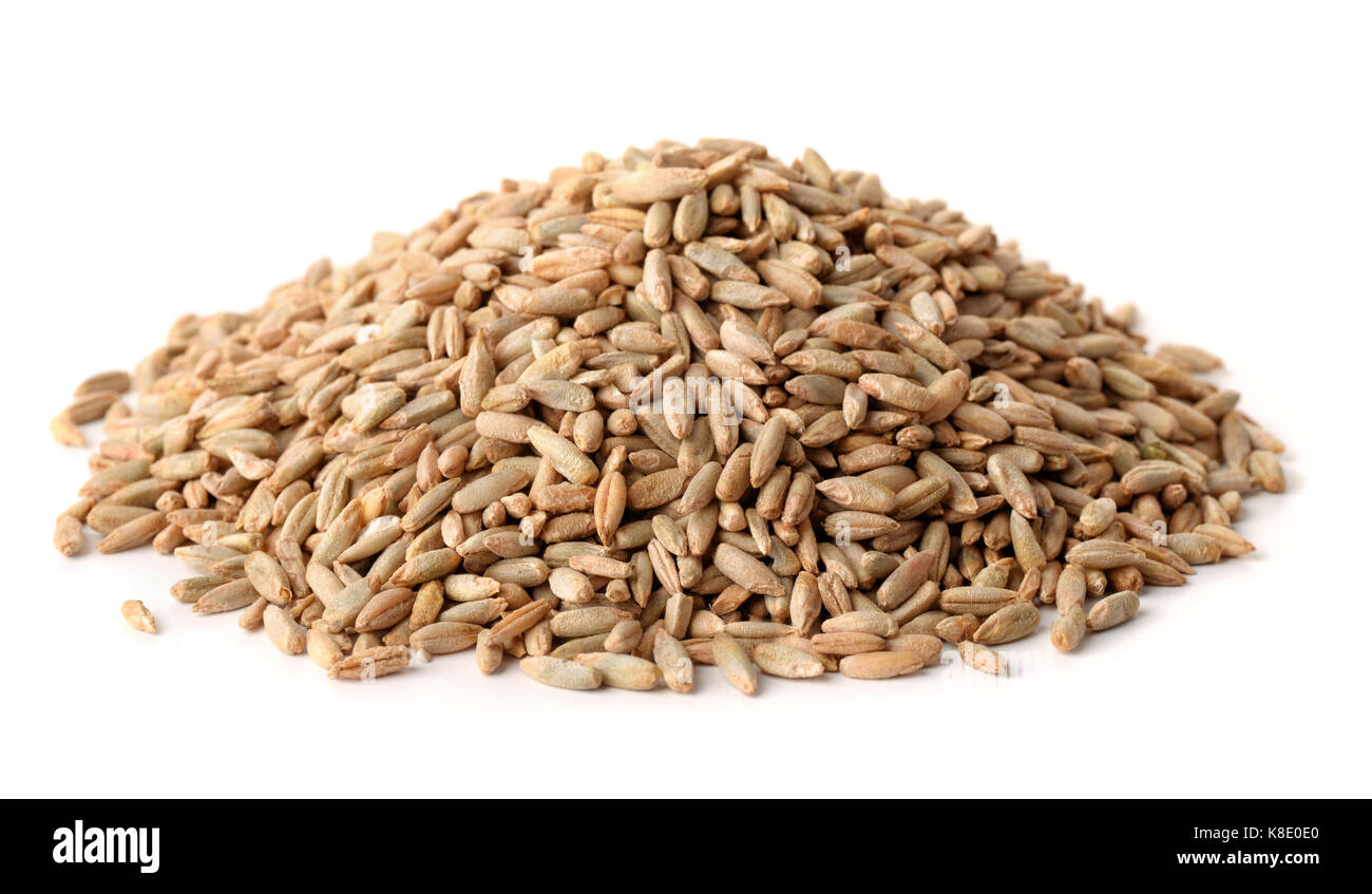 Pile of rye grains isolated on white Stock Photo - Alamy