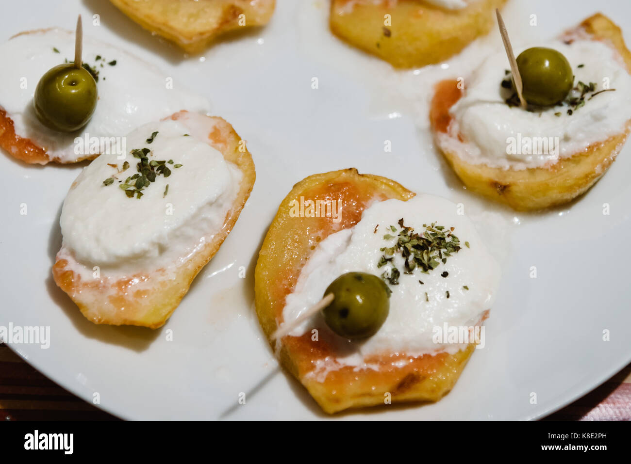Table at home with pintxos and tapas Stock Photo - Alamy