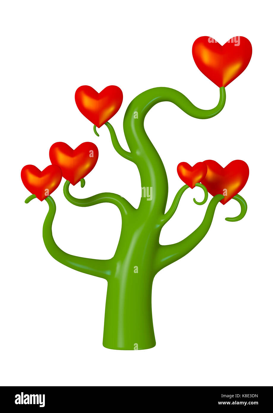 3D Illustration of a heart tree isolated on white background Stock ...