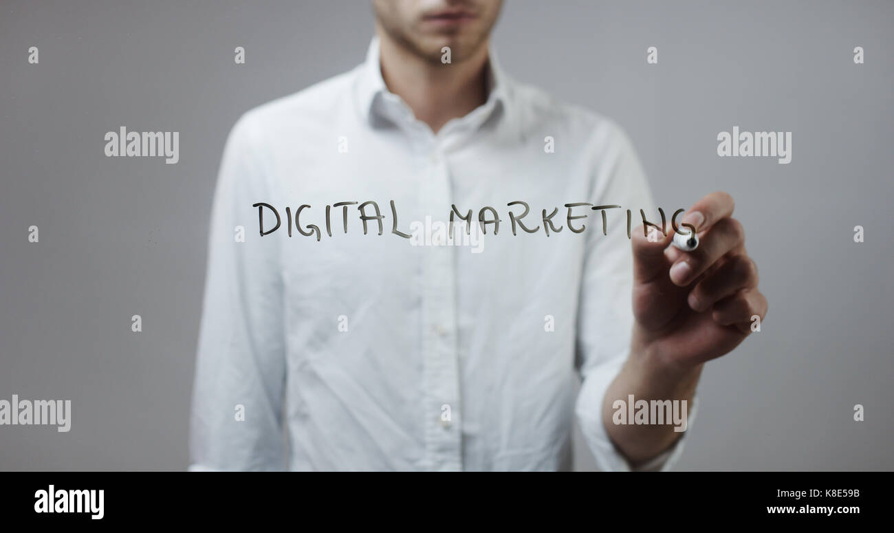 Digital Marketing , Man Writing on Glass Stock Photo - Alamy