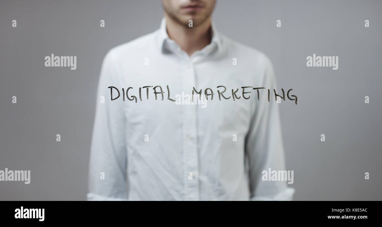 Digital Marketing , Man Writing on Glass Stock Photo - Alamy