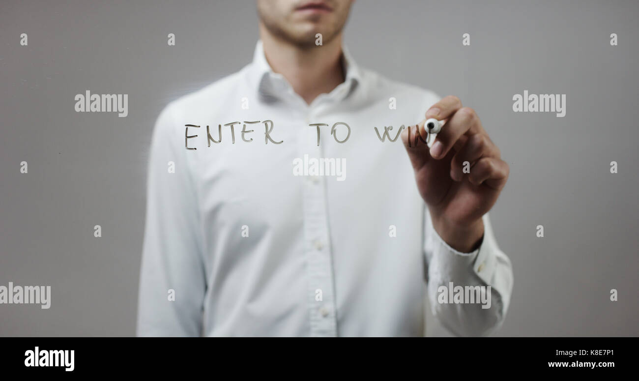 Man hand writing win hi-res stock photography and images - Alamy
