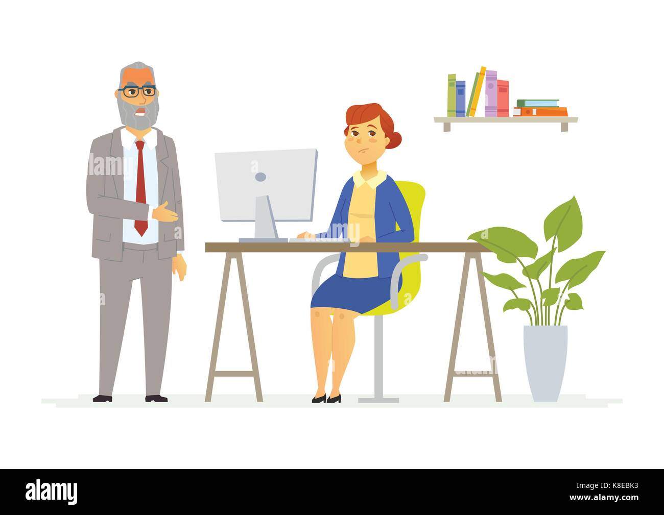 Tough talk with boss - modern cartoon people characters illustration. A ...