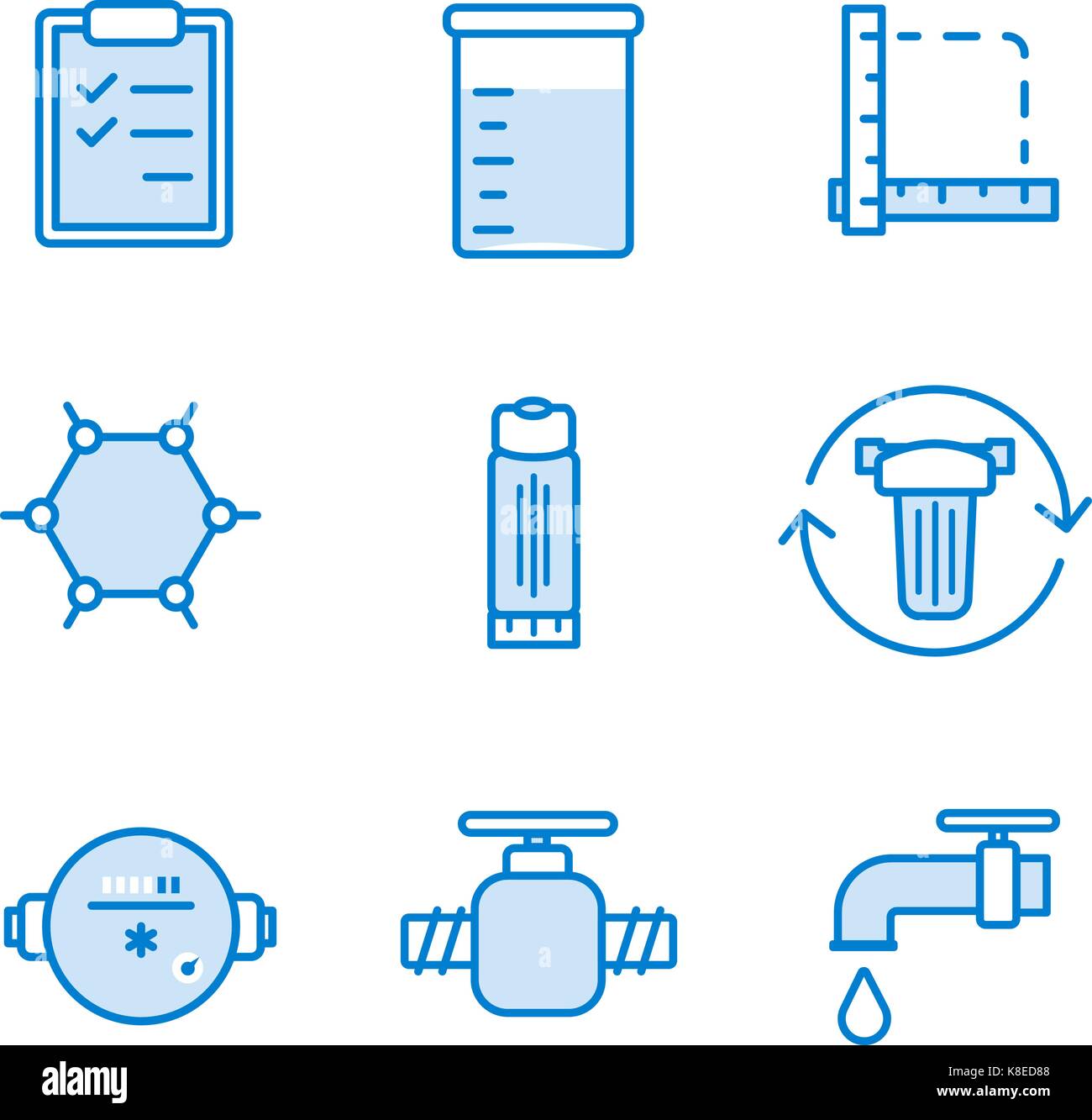 Water Filter Filled Icon Set, Measure, Formula Plumbing Stock Vector ...