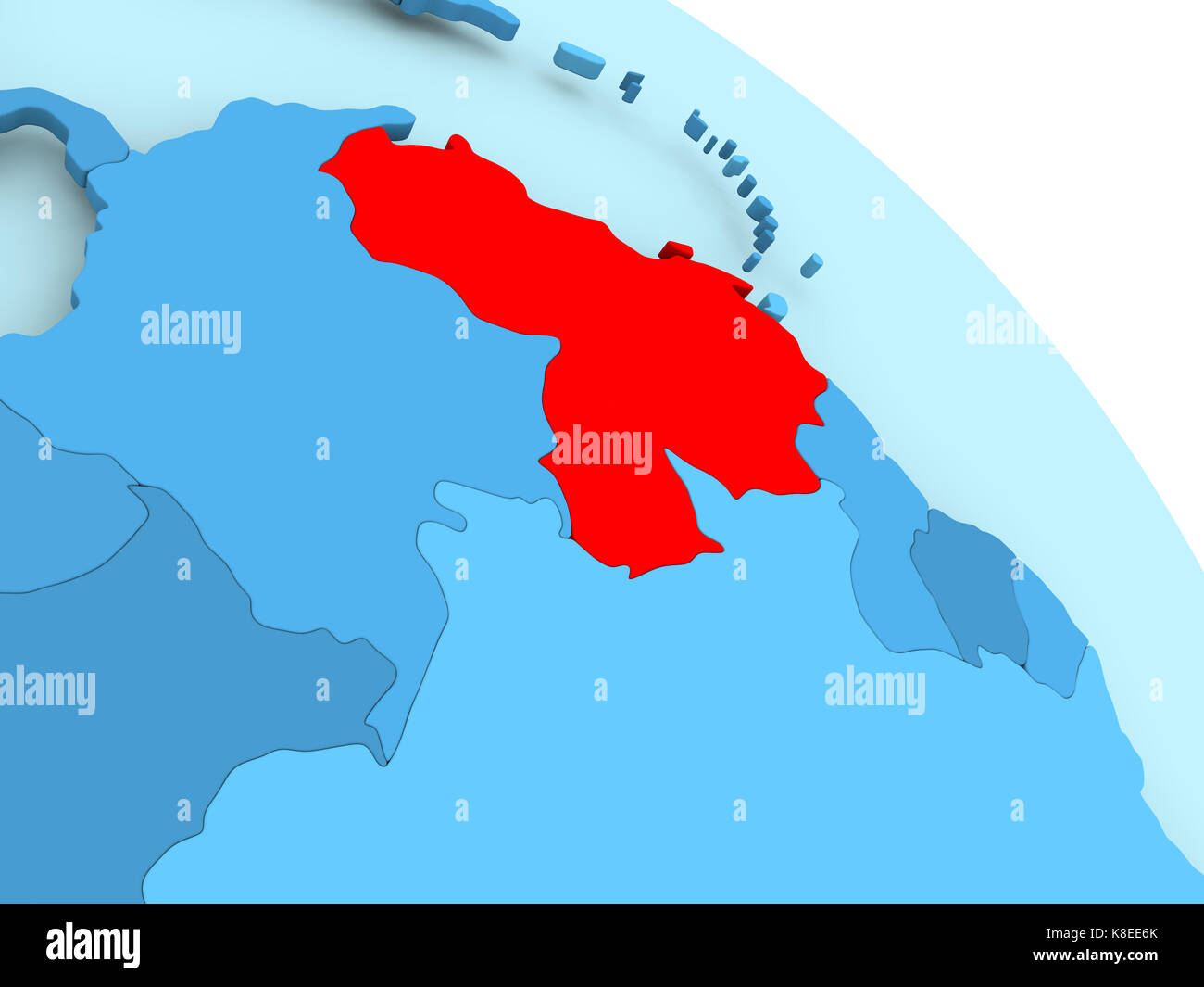 Venezuela highlighted on blue 3D model of political globe. 3D ...