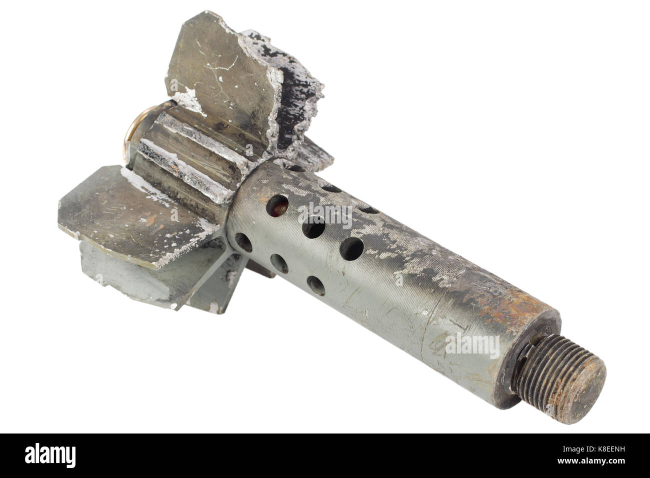 fragment of mortar bomb isolated Stock Photo - Alamy