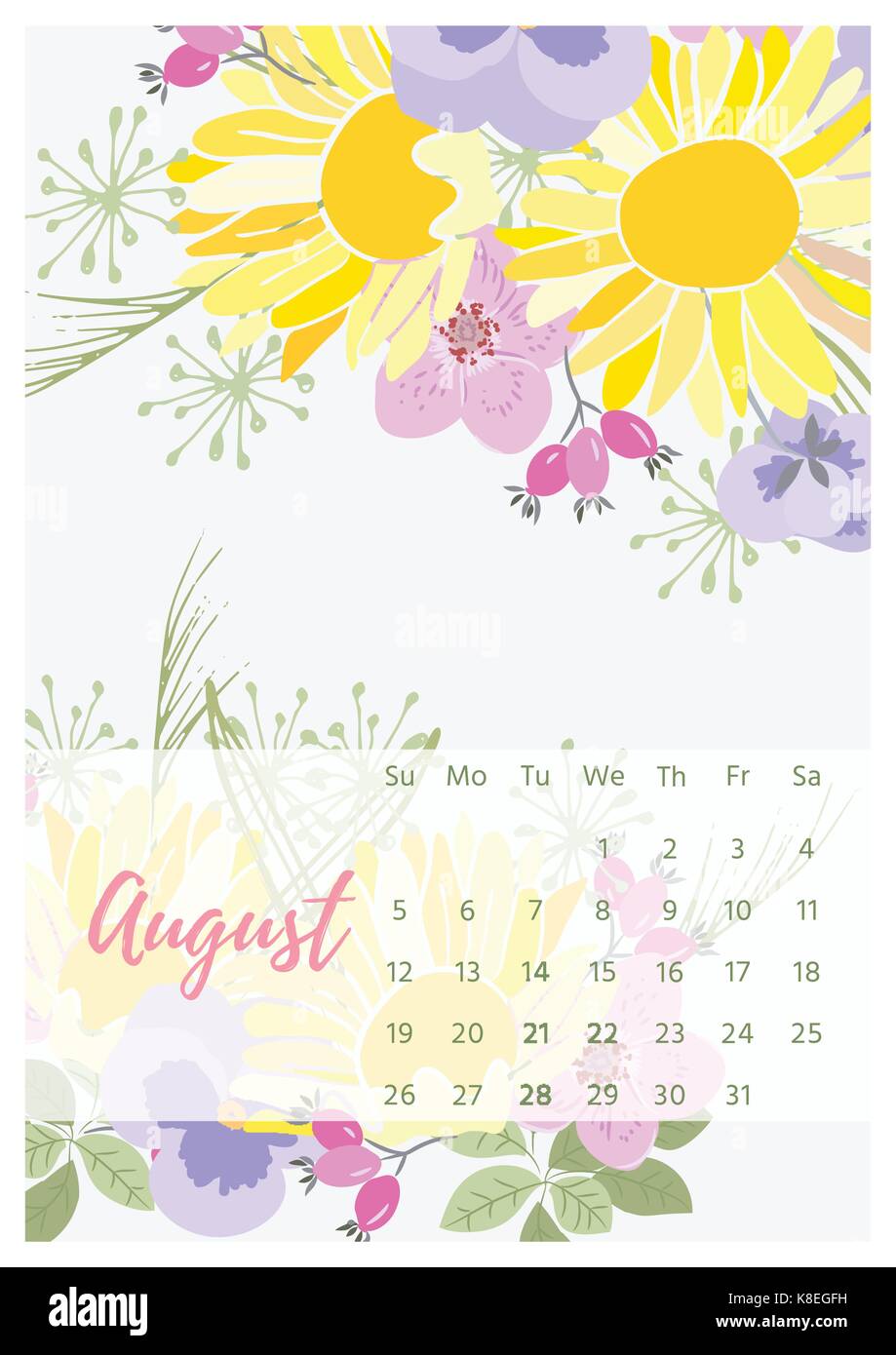 Vintage floral calendar 2018 Stock Vector Image & Art - Alamy