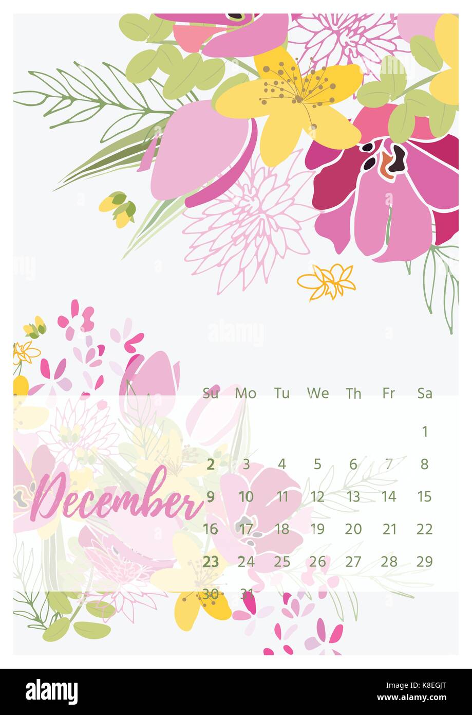 Vintage floral calendar 2018 Stock Vector Image & Art - Alamy