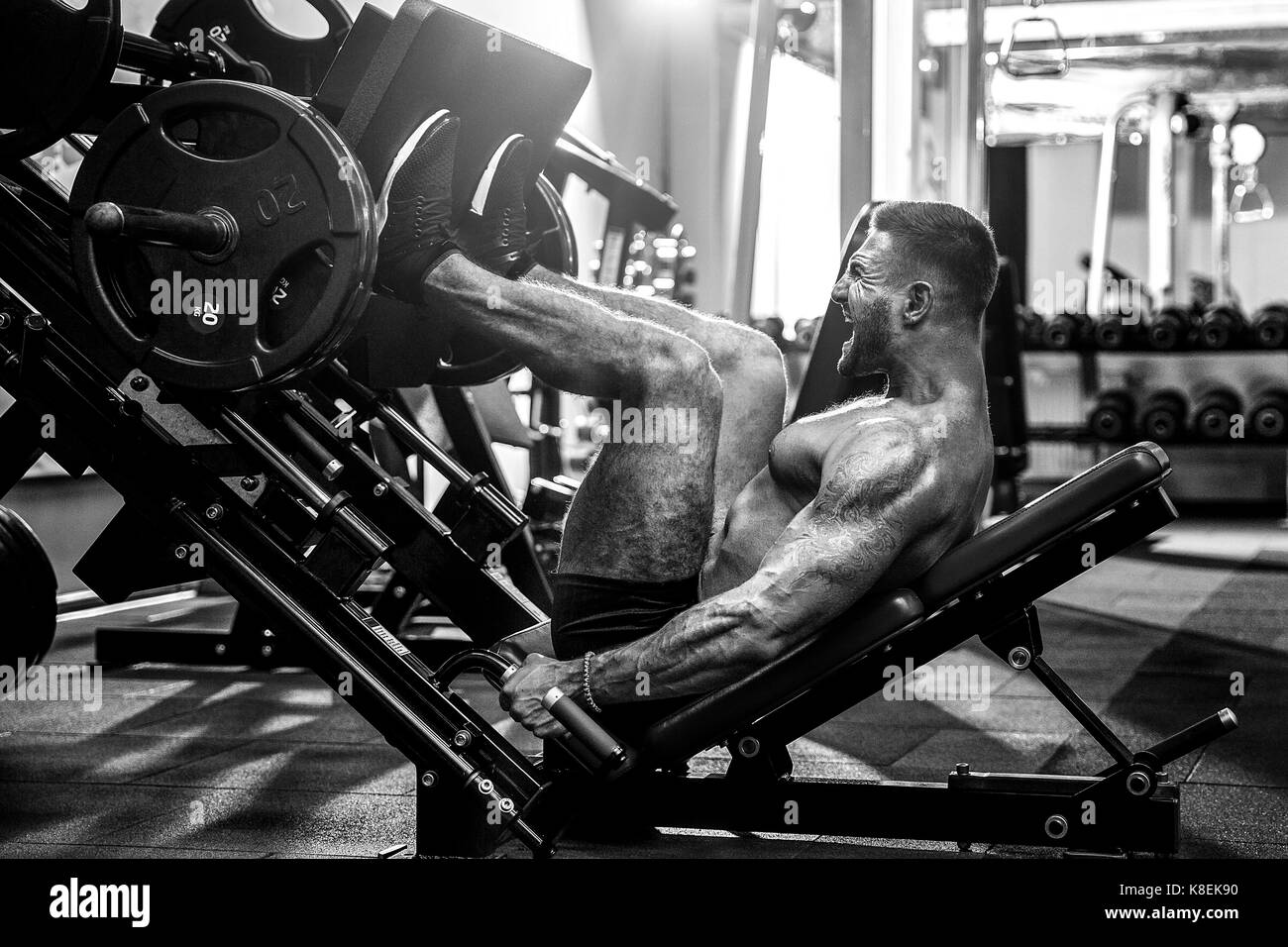 Male leg exercise Black and White Stock Photos & Images - Alamy