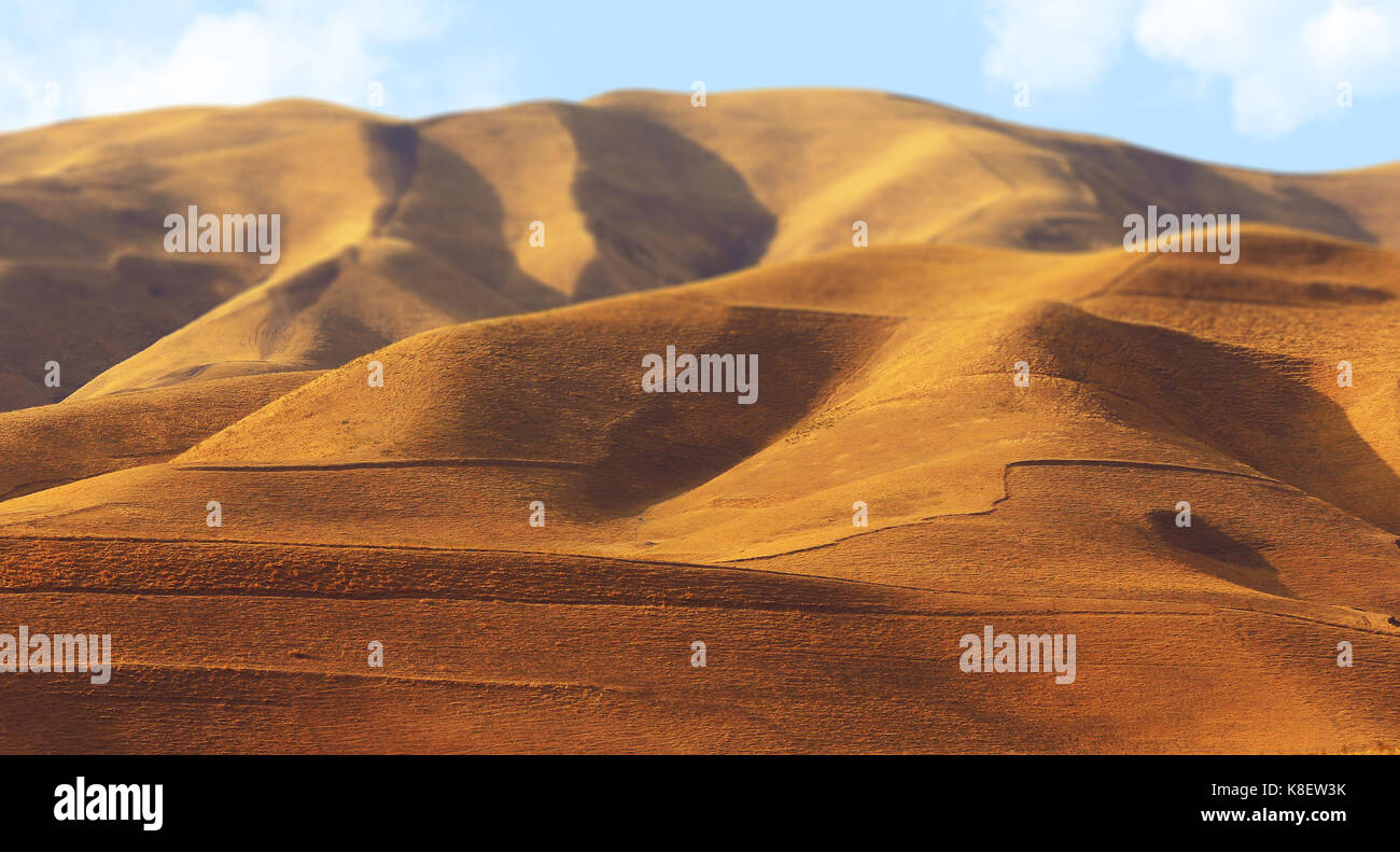 Central Asia Mountains Landscape. Tilt-shift shooting. Hills Stock ...
