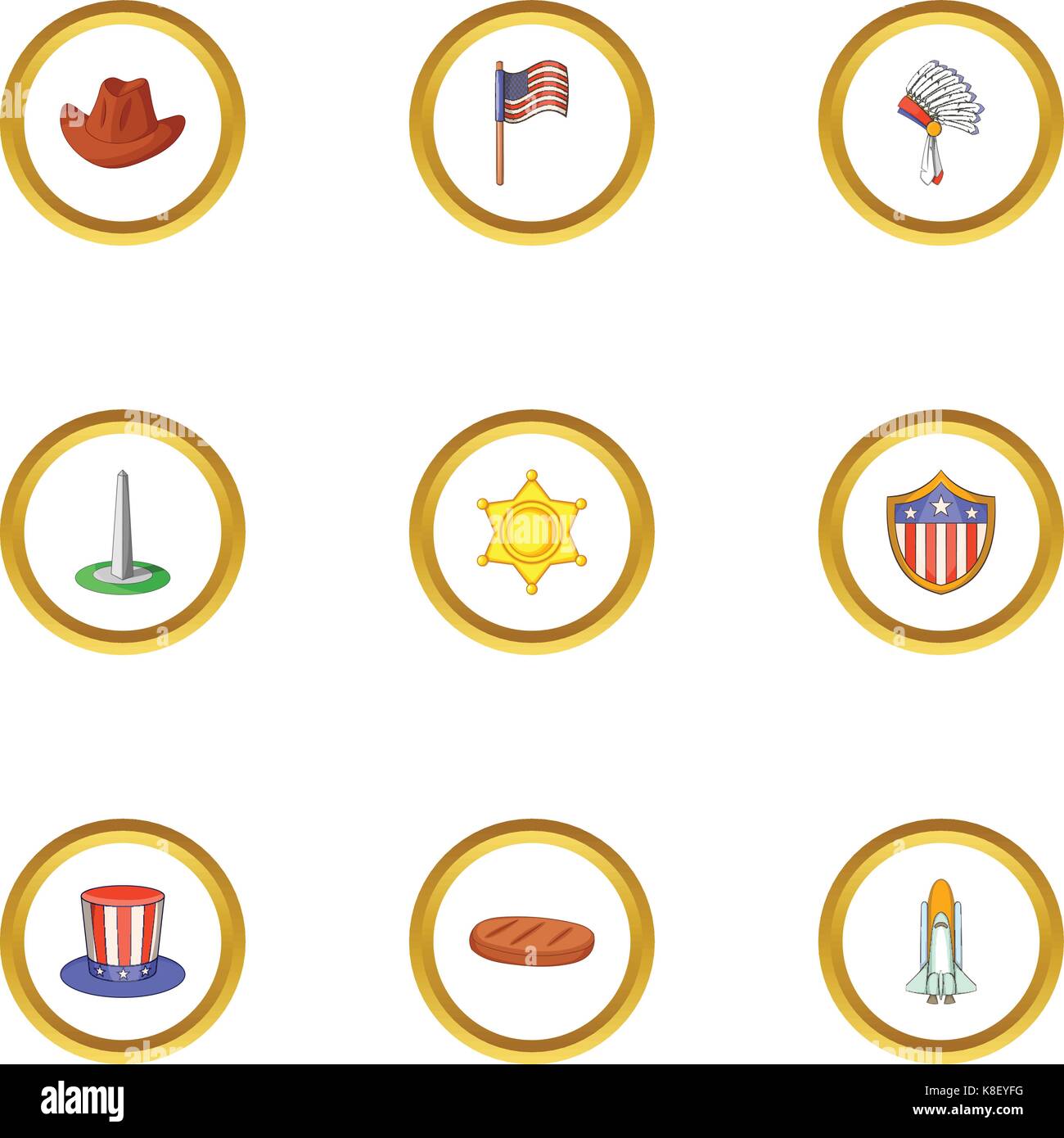 USA country icons set, cartoon style Stock Vector Image & Art - Alamy