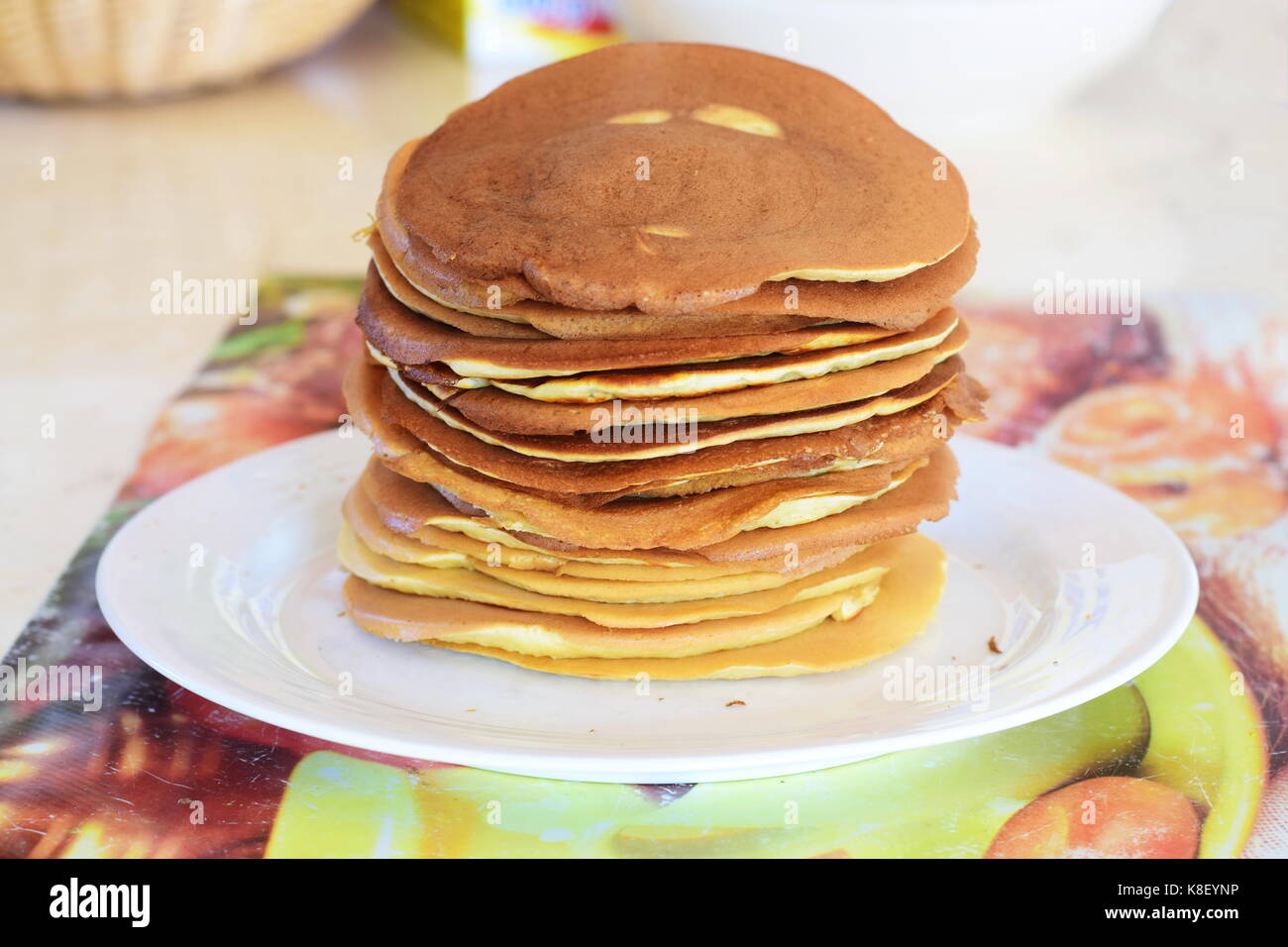 Homemade pancakes on a table. healthy breakfast concept Stock Photo - Alamy