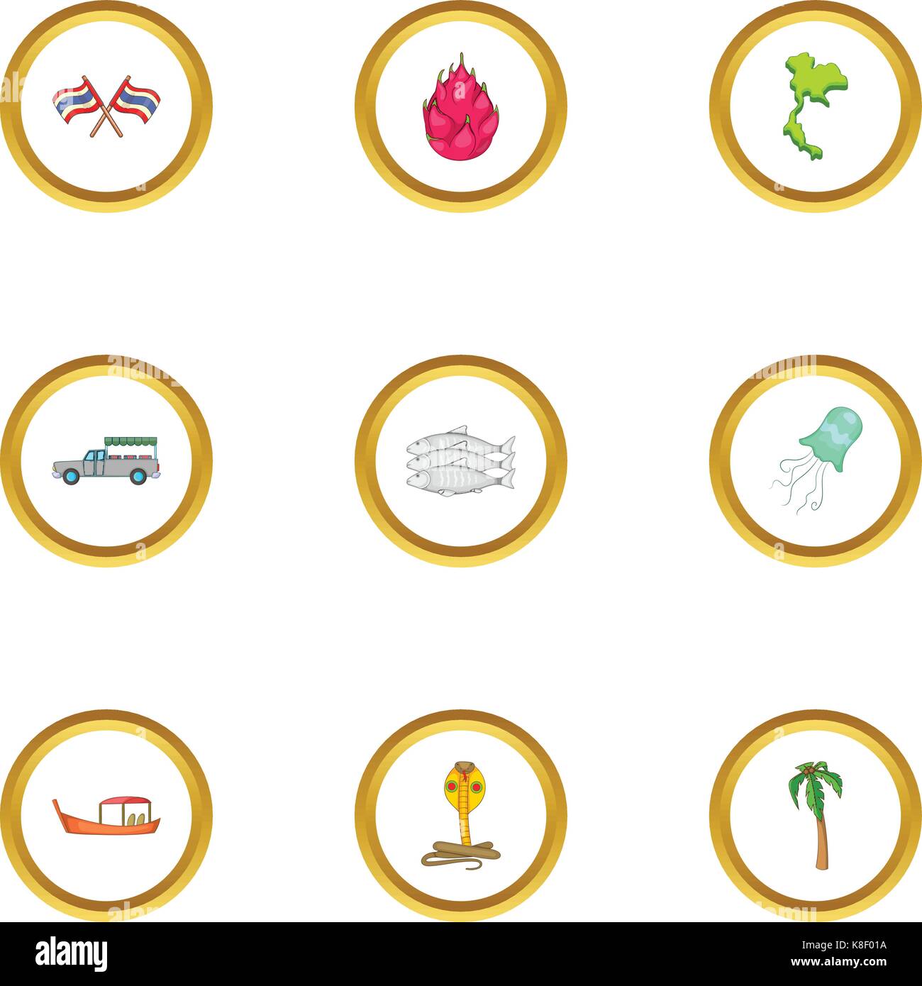 Thailand culture icons set, cartoon style Stock Vector Image & Art - Alamy