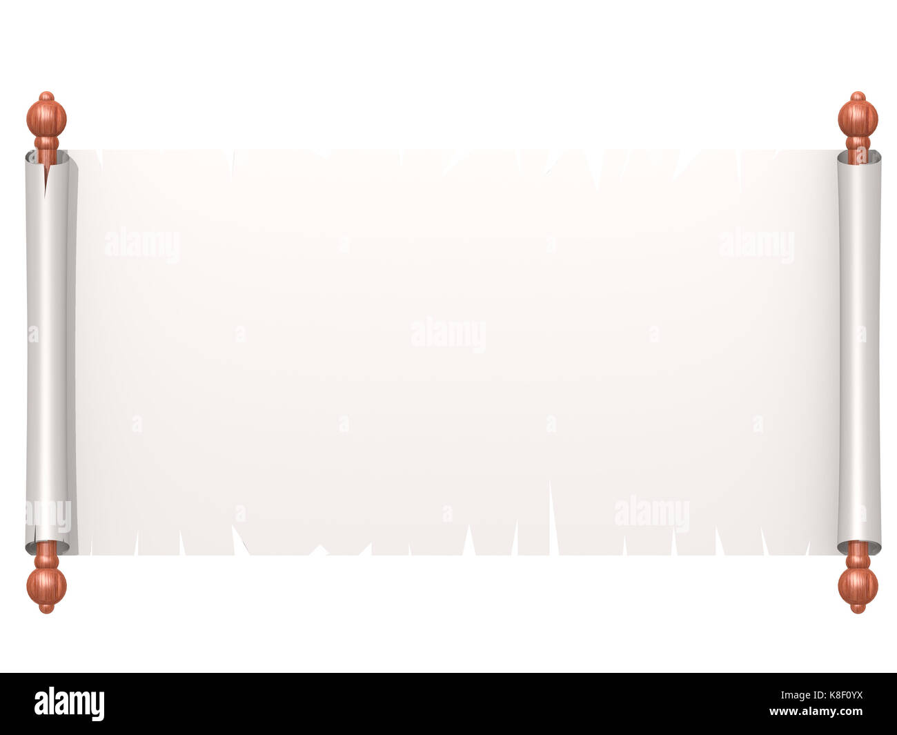 White scroll paper isolated on white Stock Photo - Alamy